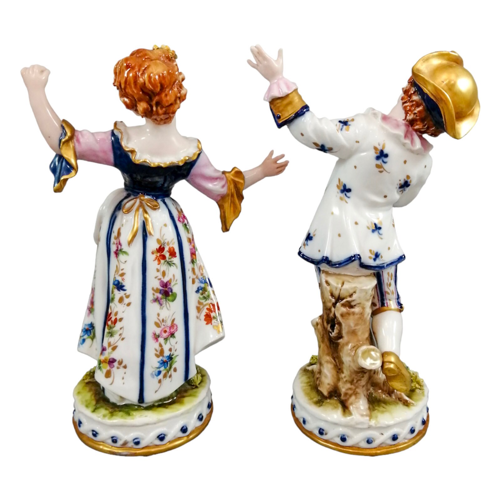 Capodimonte Tiche Galletti porcelain figurines of lady and cavalier in ...