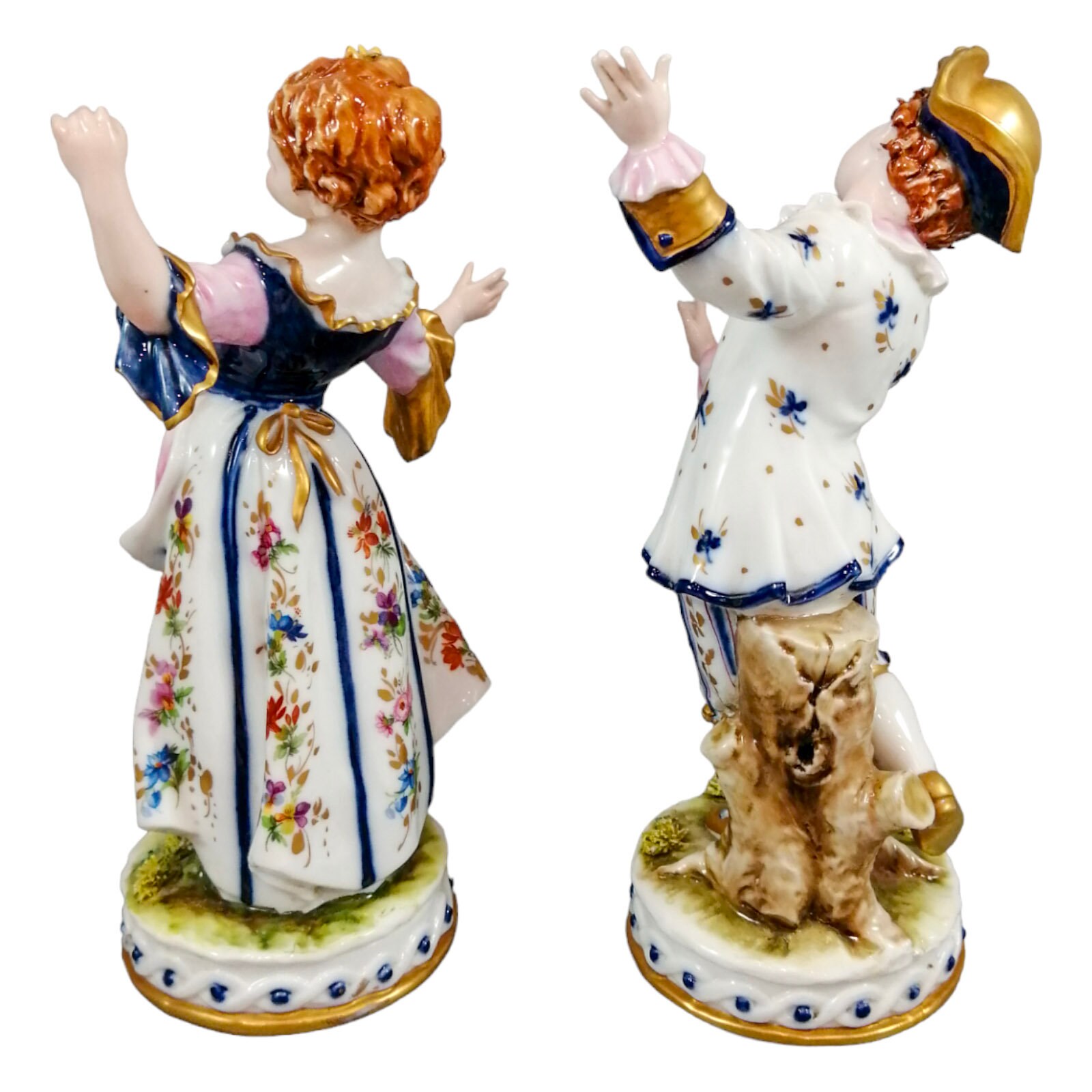 Capodimonte Tiche Galletti porcelain figurines of lady and cavalier in ...