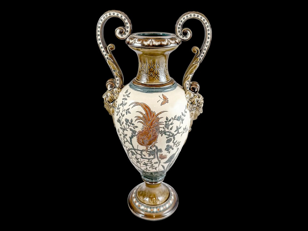 Art Nouveau Gerbing & Stephan Majolica Double Handed Pottery Vase ...