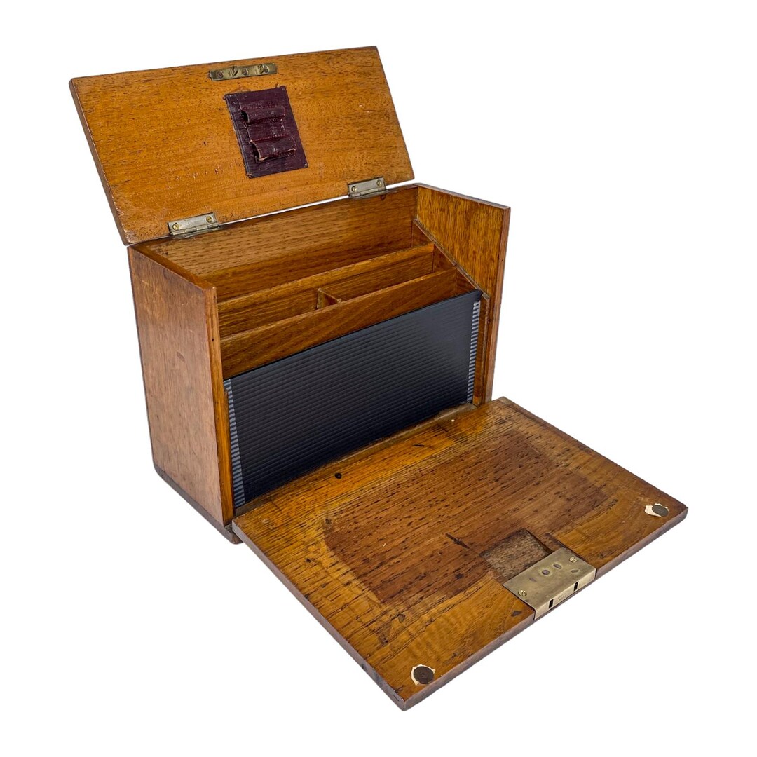 Victorian Stationery Letter Correspondence Oak Box With 3 Compartments ...
