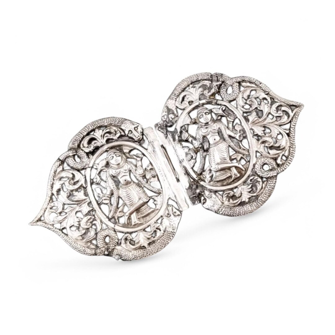 Antique Colonial Indian or Burmese Coin-silver Belt Buckle, 1880s, Four ...