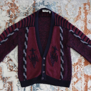 Rare Vintage Late 1980s Randy River Mens Large Knit Cardigan Sweater - Etsy