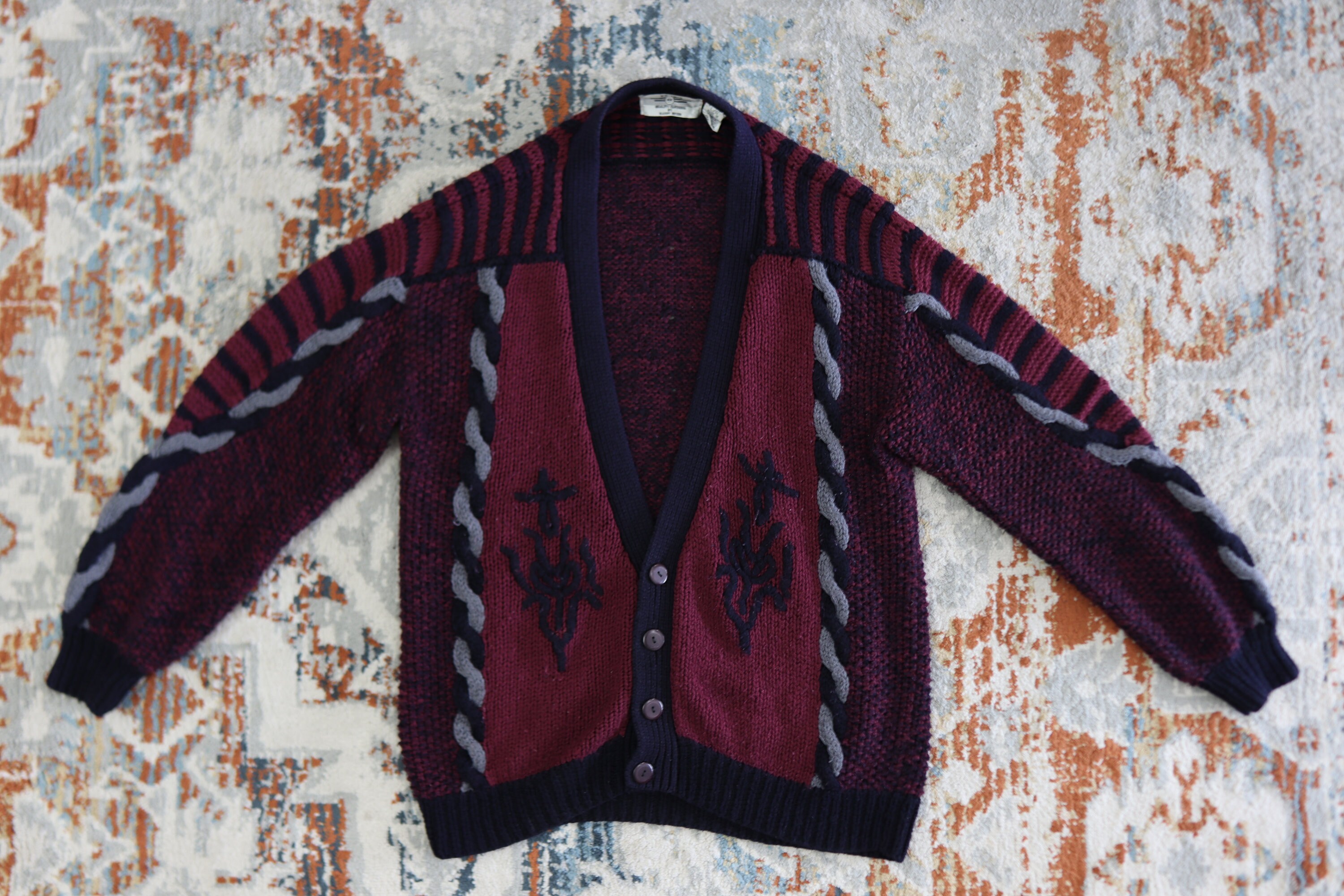 Rare Vintage Late 1980s Randy River Mens Large Knit Cardigan Sweater - Etsy