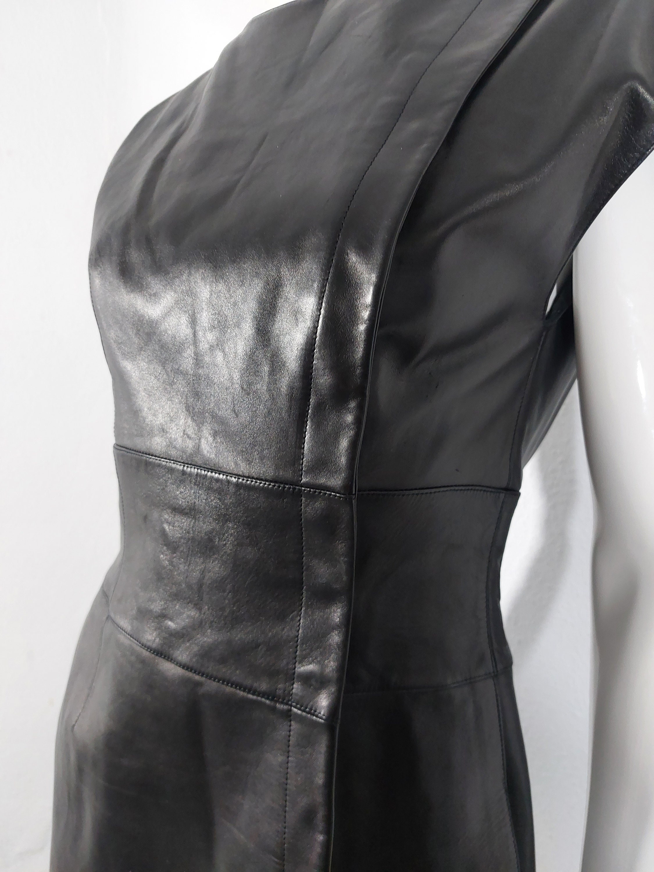 Thierry Mugler Couture Lambskin Leather Snap Black Evening Formal Wrap ...