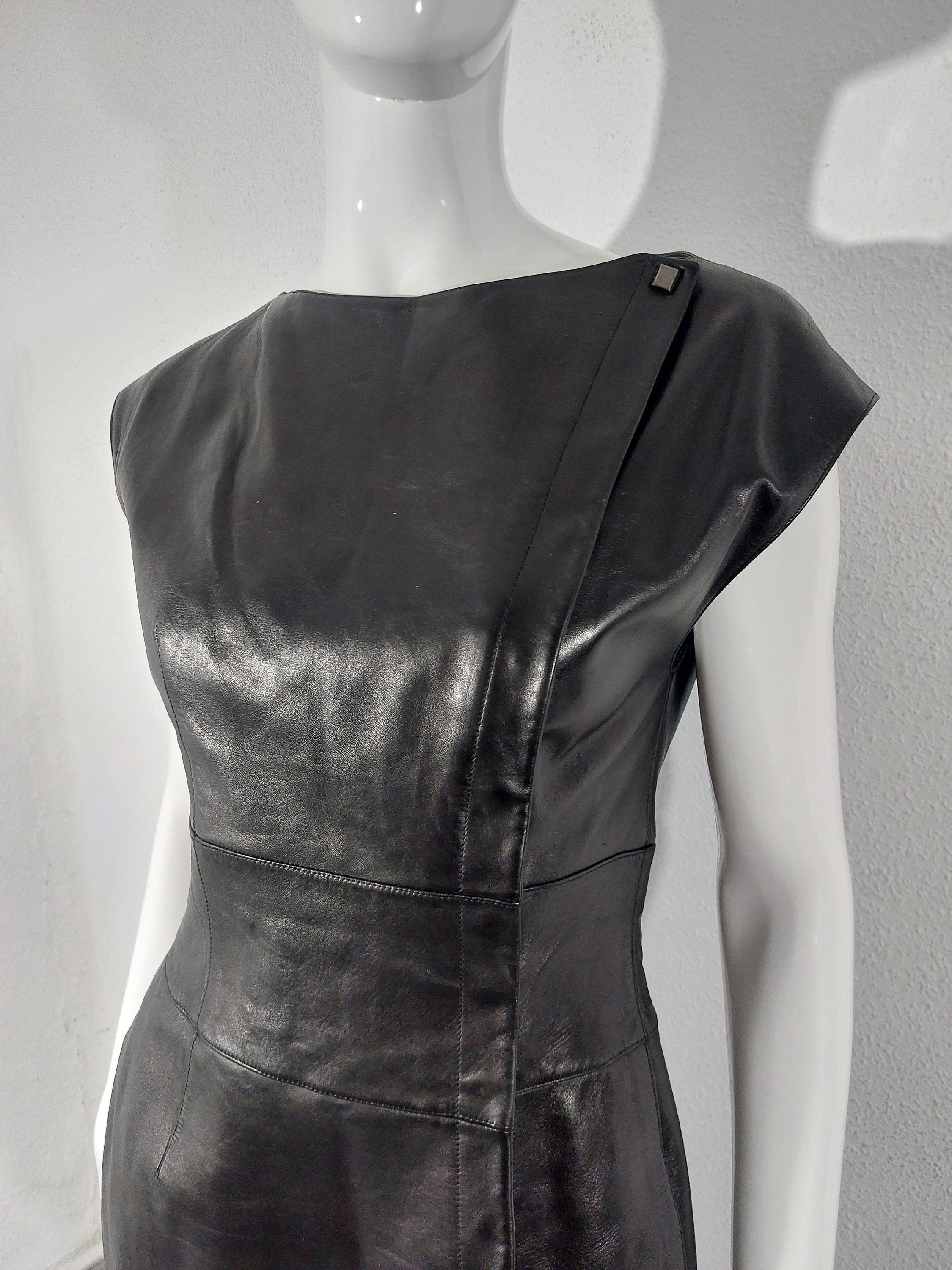 Thierry Mugler Couture Lambskin Leather Snap Black Evening Formal Wrap ...