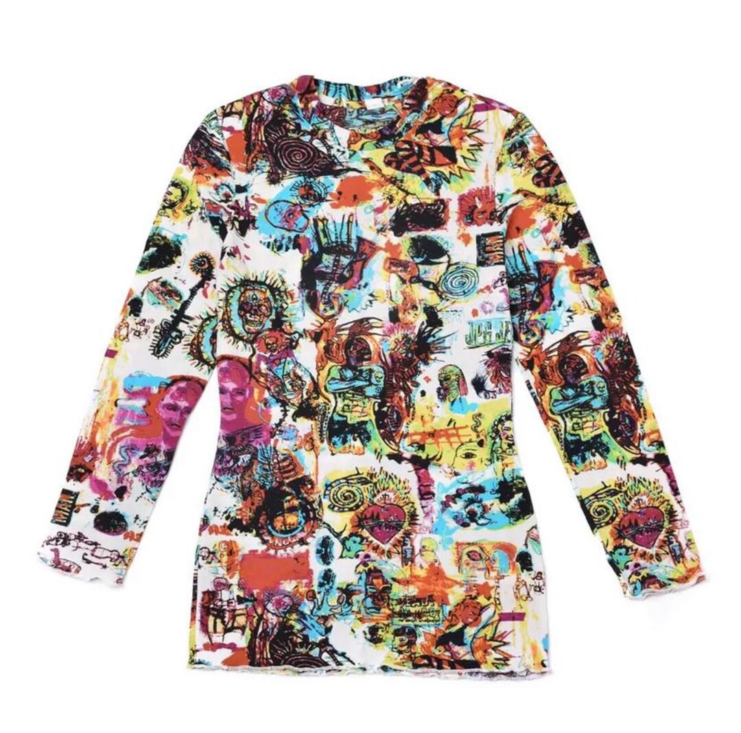 Jean Paul Gaultier Basquiat Opaque Mesh Sketch Graffiti Comic Street ...