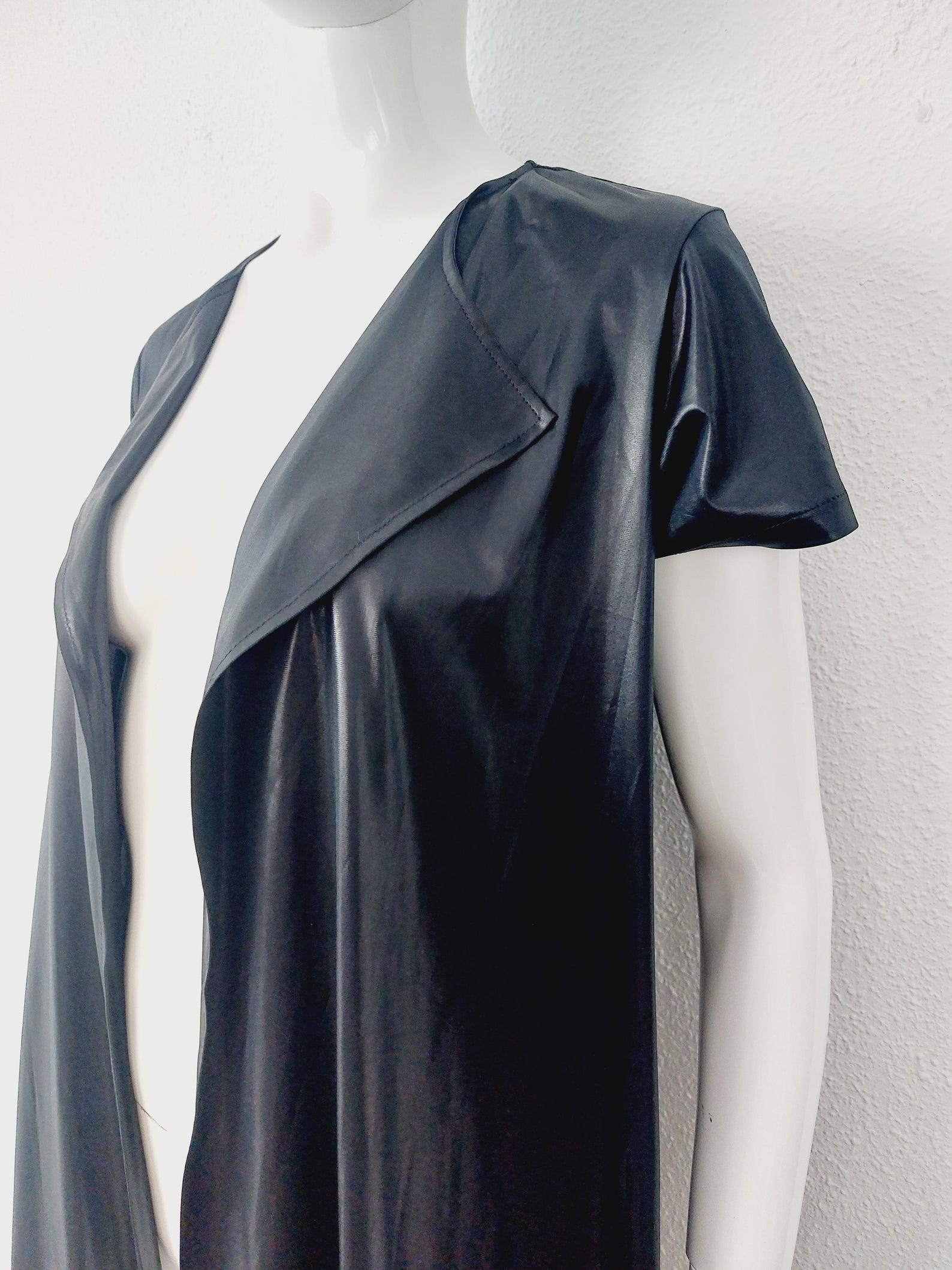 Vintage Yohji Yamamoto Black Shiny Pocket Open Cape Coat Japan Japanese ...