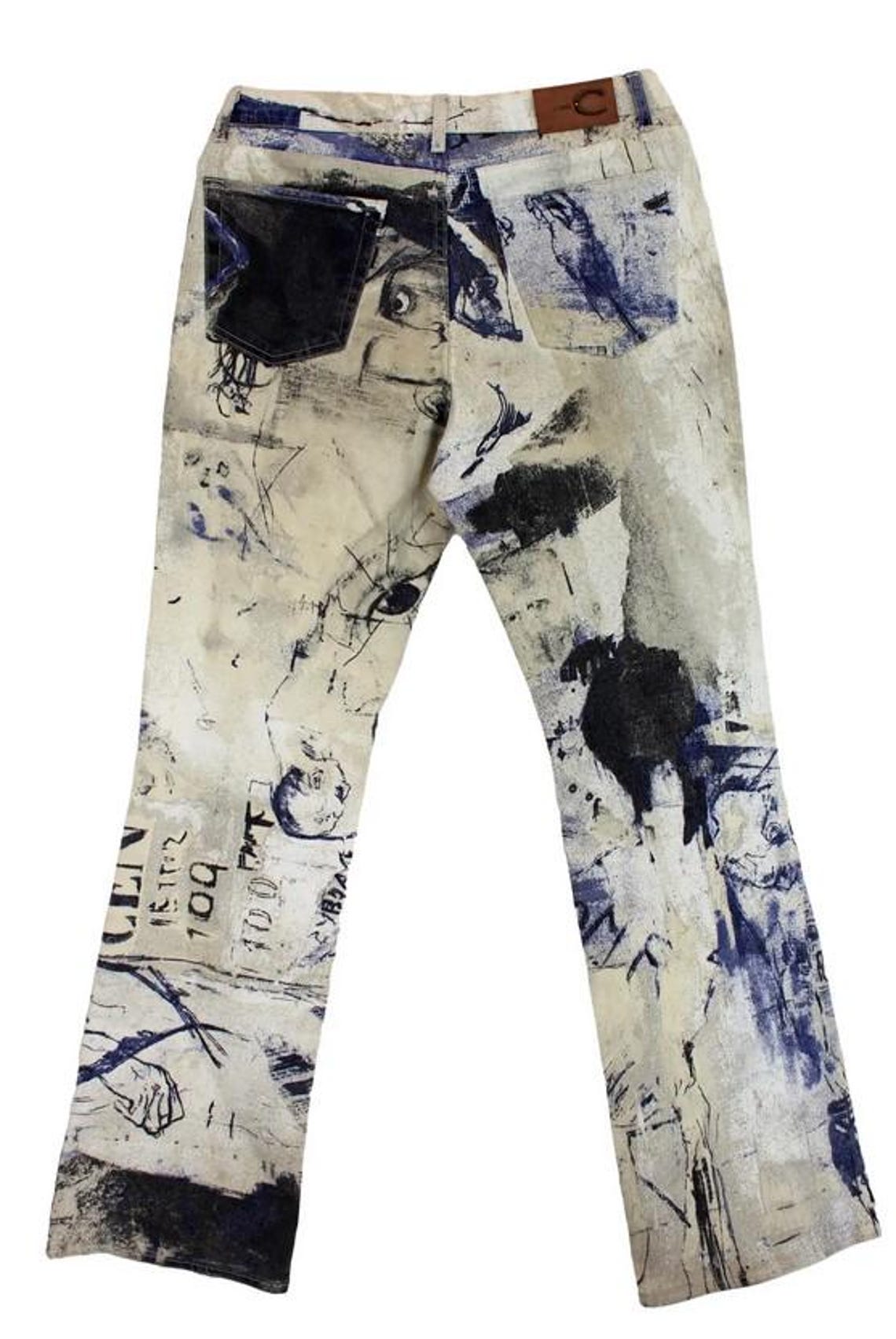 Cavalli Blue Beige Cotton Napoleon Renaissance Denim Pants Limited ...