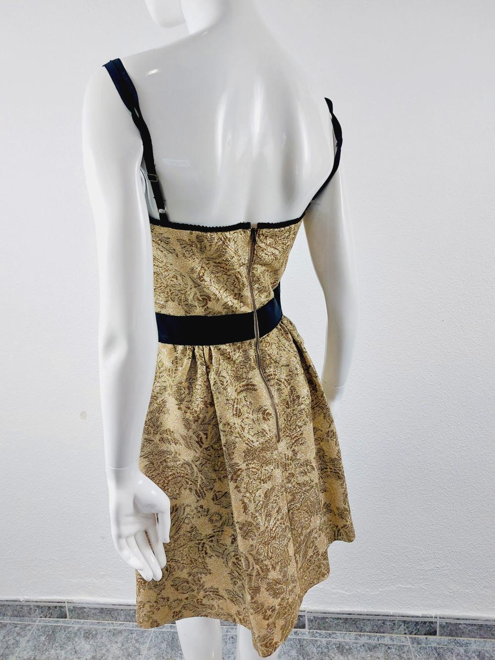 DG Dolce & Gabbana Gold Floral Leaf Jacquard Evening Lace Corset ...