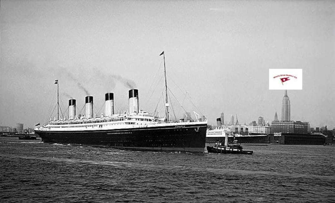 RMS Olympic & RMS Aquitania Arriving at New York Harbor, Reprint Photo ...