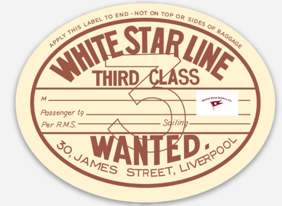 White Star Line RMS Titanic Third Class Baggage Sticker 1912 Replica - Etsy