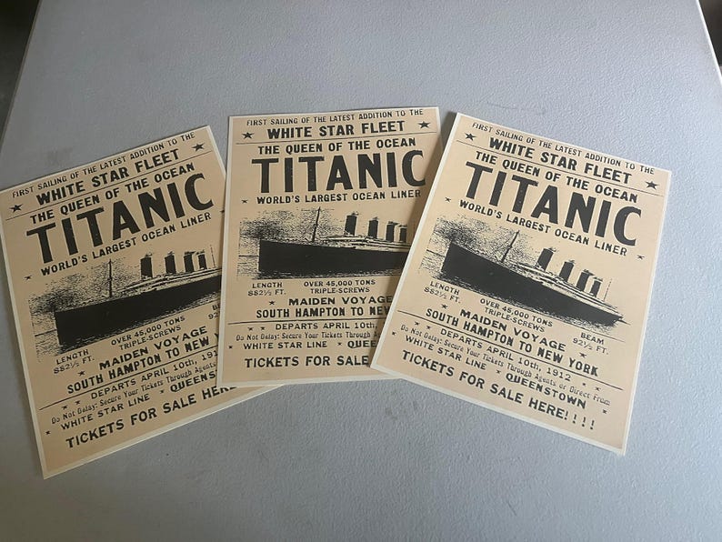 Titanic Booking Poster, White Star Line, Titanic Sailing April 1912 ...