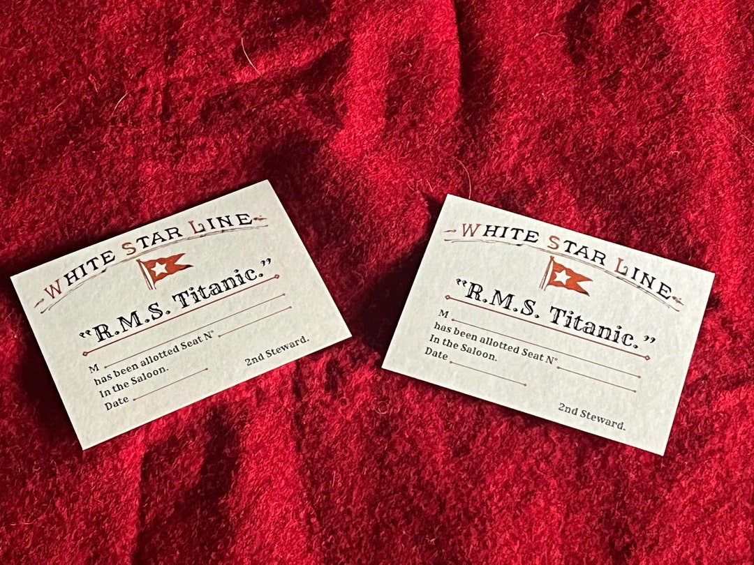 RMS Titanic First Class Dining Seat Assignment Card Replica, Set of 2 ...