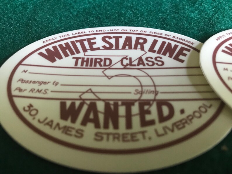 White Star Line RMS Titanic Third Class Baggage Sticker 1912 Replica - Etsy