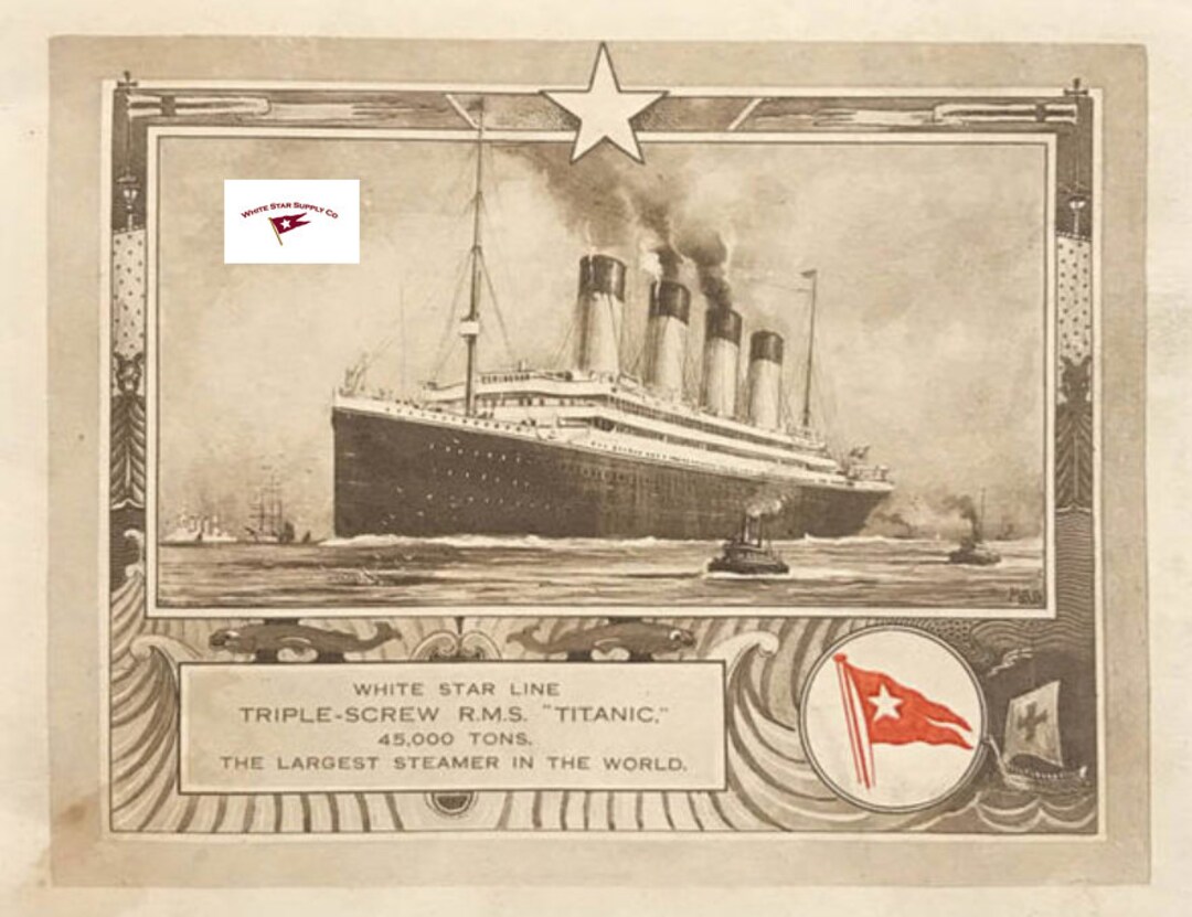 RMS Titanic Vintage 1912 Image Replica From First Class Advertising ...