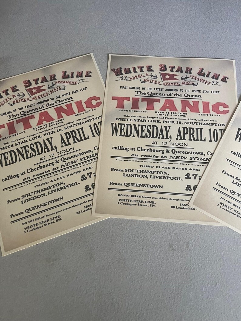 TITANIC April 10, 1912 First Sailing Advertisement Reprint | Titanic ...