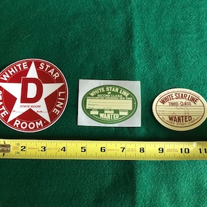 White Star Line Baggage Stickers Set of 3 | First, Second Andthird ...