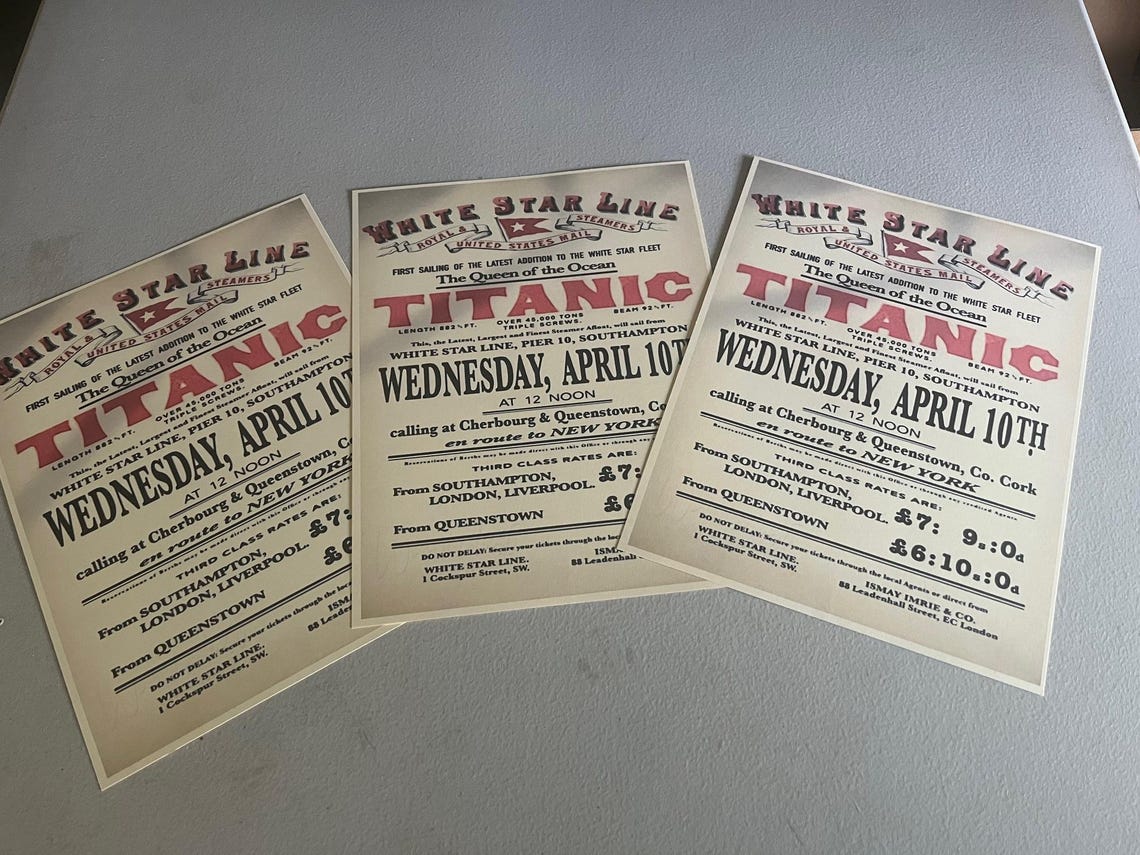 TITANIC April 10, 1912 First Sailing Advertisement Reprint | Titanic ...