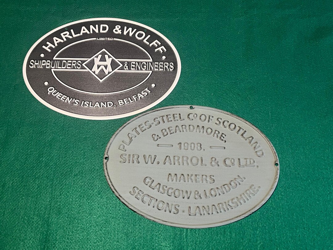 Set of 2 Replica Builders Plaques | Harland & Wolff Shipyard and Sir ...