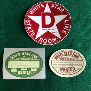 White Star Line Baggage Stickers Set of 3 | First, Second Andthird ...