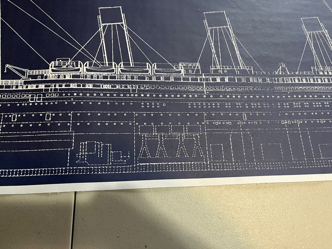 RMS TITANIC 1997 Reprint Blueprint, Measure 14 Inches Tall X 48 Inches ...