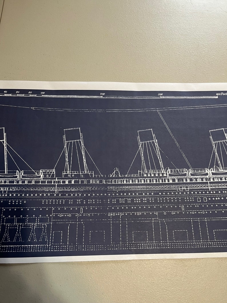 RMS Titanic 1997 Blueprint Reprint - Movie Prop, Titanic Film ...