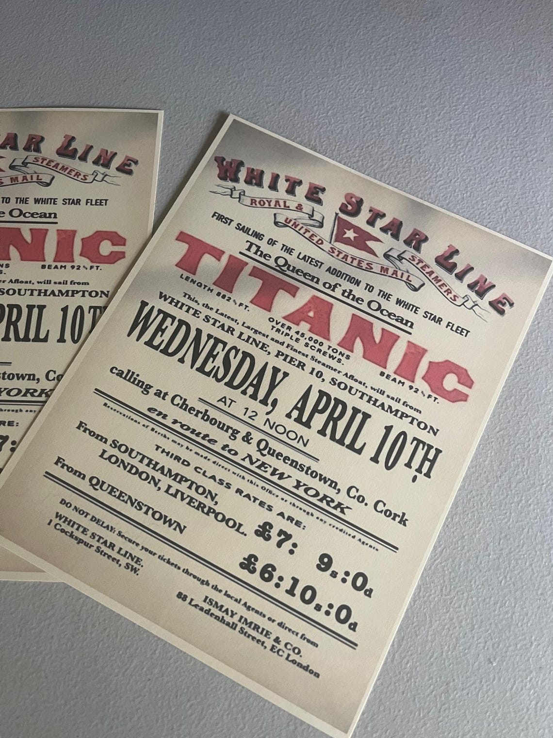 TITANIC April 10, 1912 First Sailing Advertisement Reprint | Titanic ...