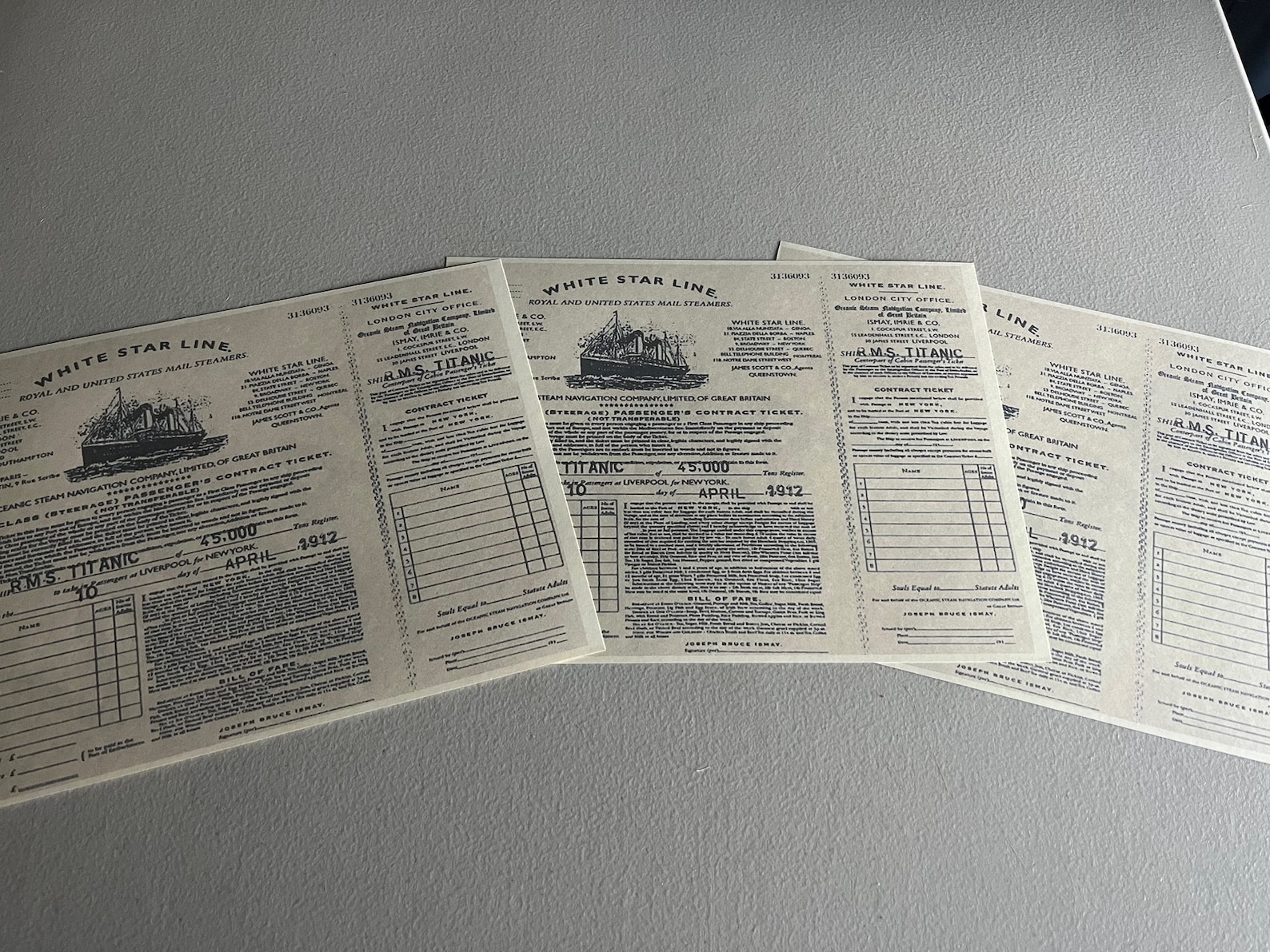 RMS Titanic, Third Class Ticket- Full Contract, Presents Well, Nice ...