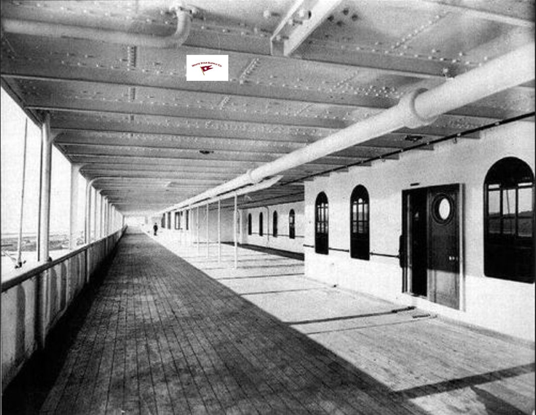 RMS Titanic's Expansive First Class Promenade Deck, Reprint Photograph ...