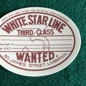 White Star Line Baggage Stickers, Set of 3, You Get All 3, First ...