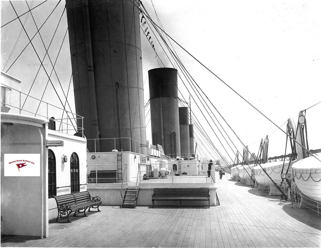 RMS Titanic Boat Deck, Funnels, Lifeboats, Stunning Reprint Photograph ...