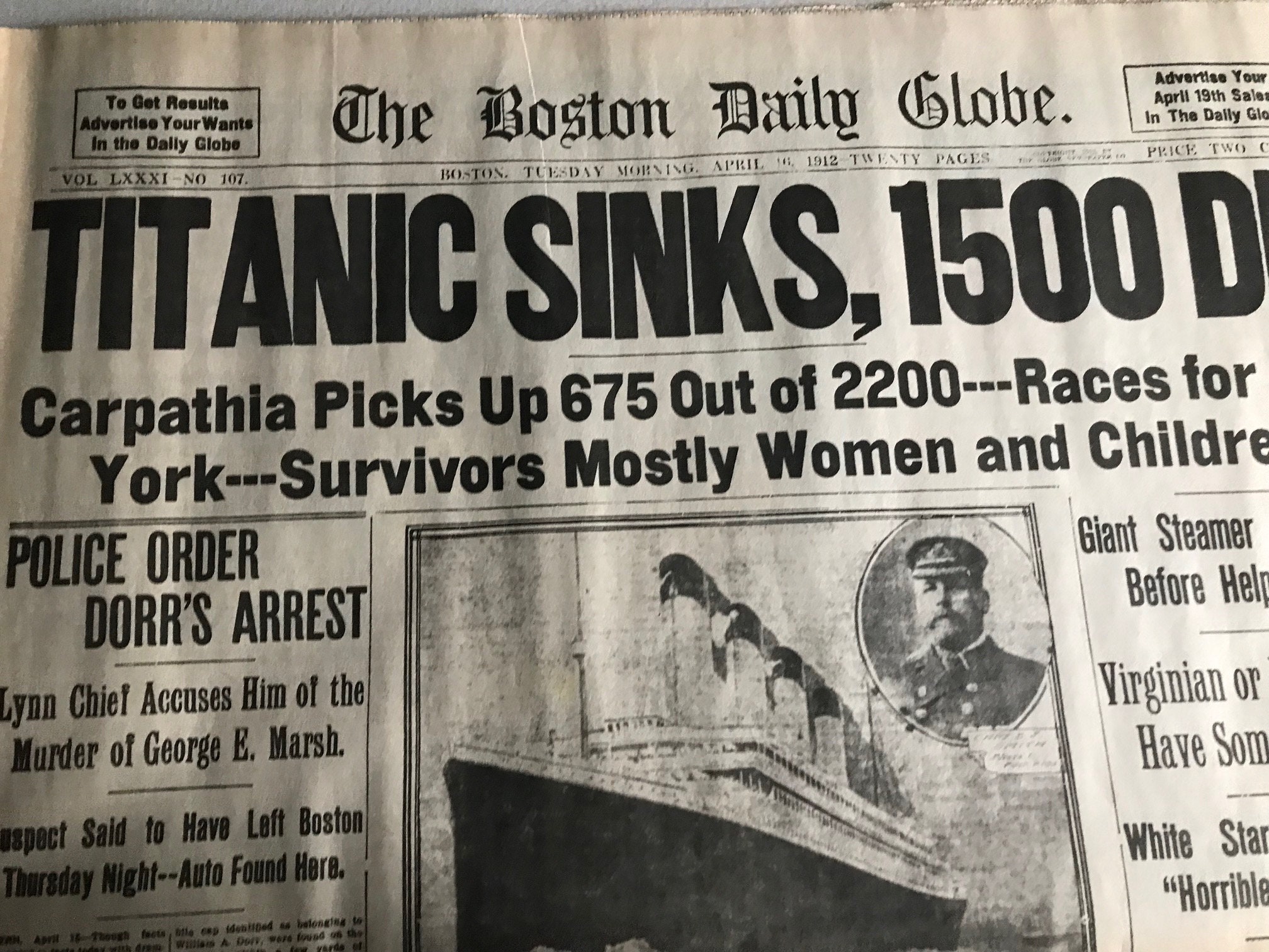 Titanic 1912 Newspaper