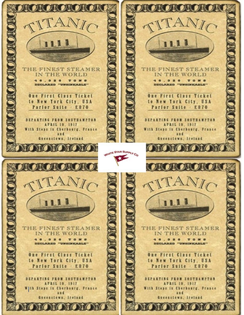 Titanic First Class Tickets Replica Set | Vintage 8.5x11 Printed ...