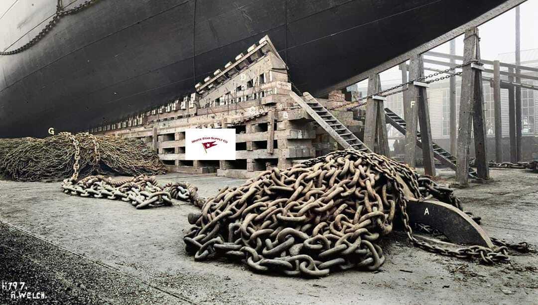 RMS Titanic, Reprint Image, Prepares for Launch With 80 Ton Drag Chains ...