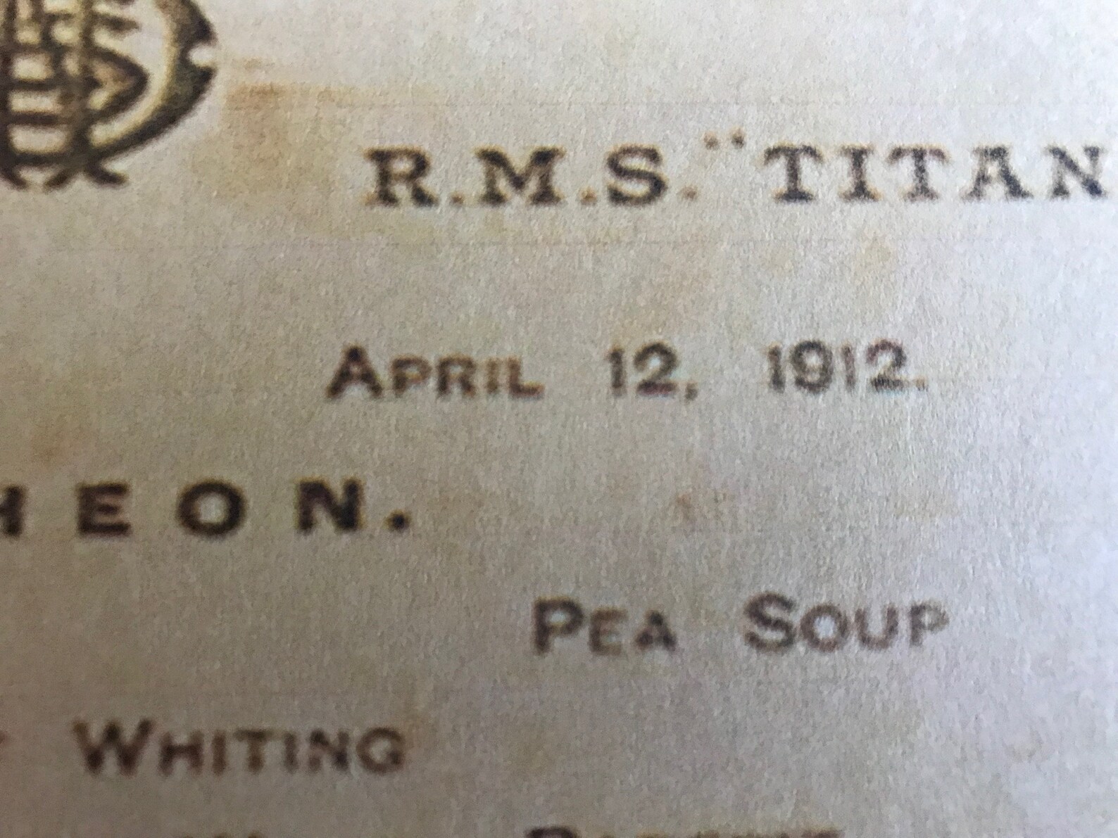 RMS Titanic First Class Lunch Menu April 12, 1912 Replica Reprint on ...