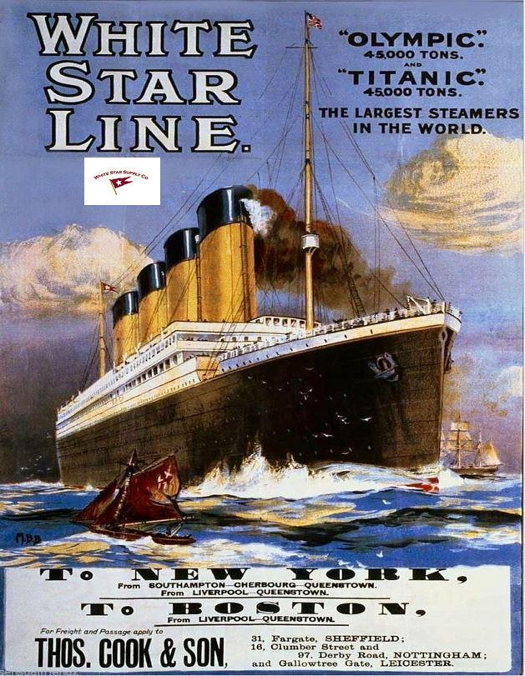 White Star Line Titanic Olympic RMS Tickets 1912 Reprint Vintage ...