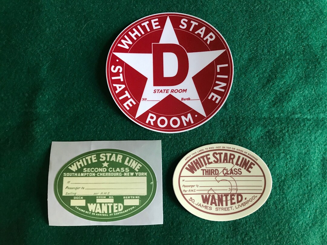 White Star Line Baggage Stickers, Set of 3, You Get All 3, First ...