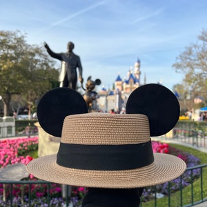 Straw Sun Hat With SEWN ON Sturdy Mouse Ears Inspired by Mickey - Etsy