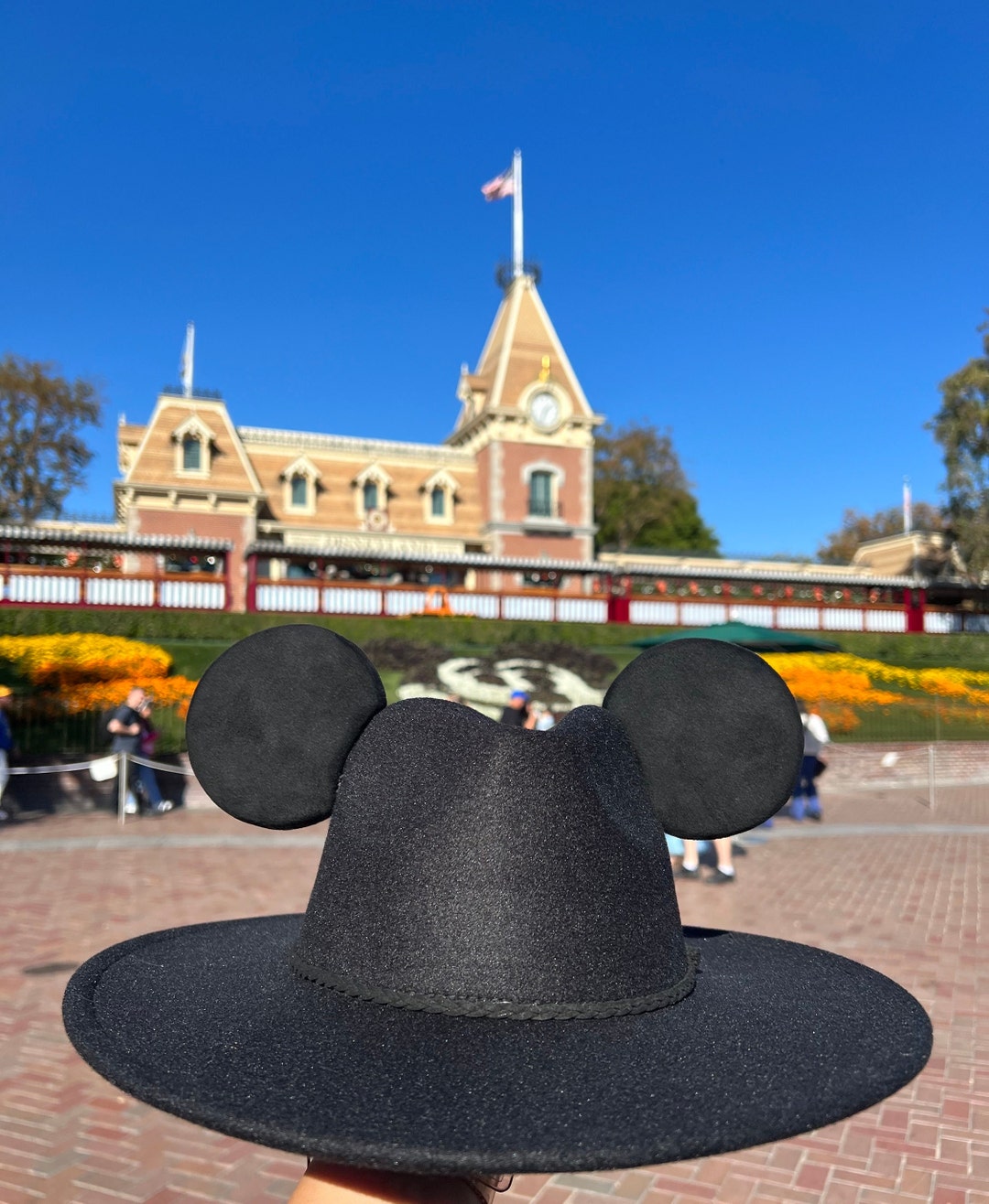 Black Fedora Hat With Black Mouse Ears Perfect for Disney Bound Fall ...