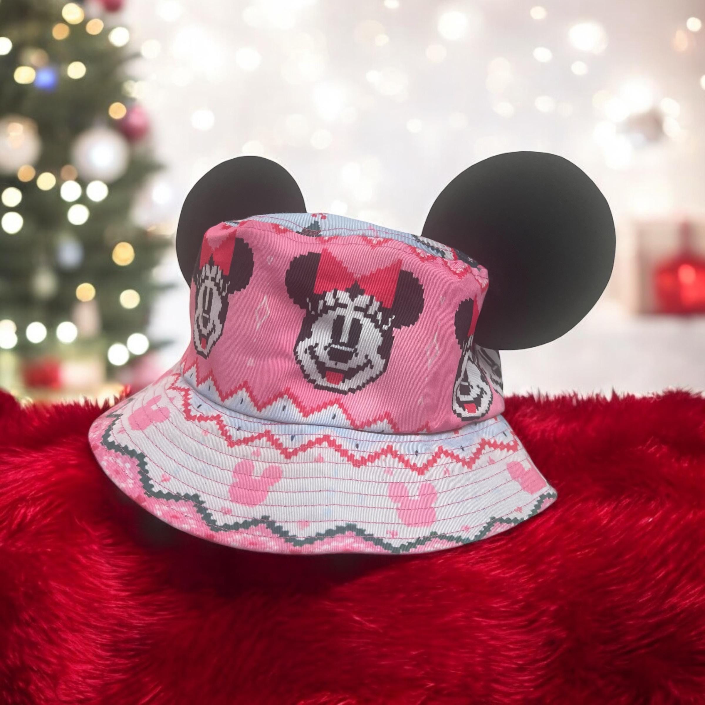 Mickey Minnie Mouse Bucket Hat for Christmas Holiday Pattern Stocking ...