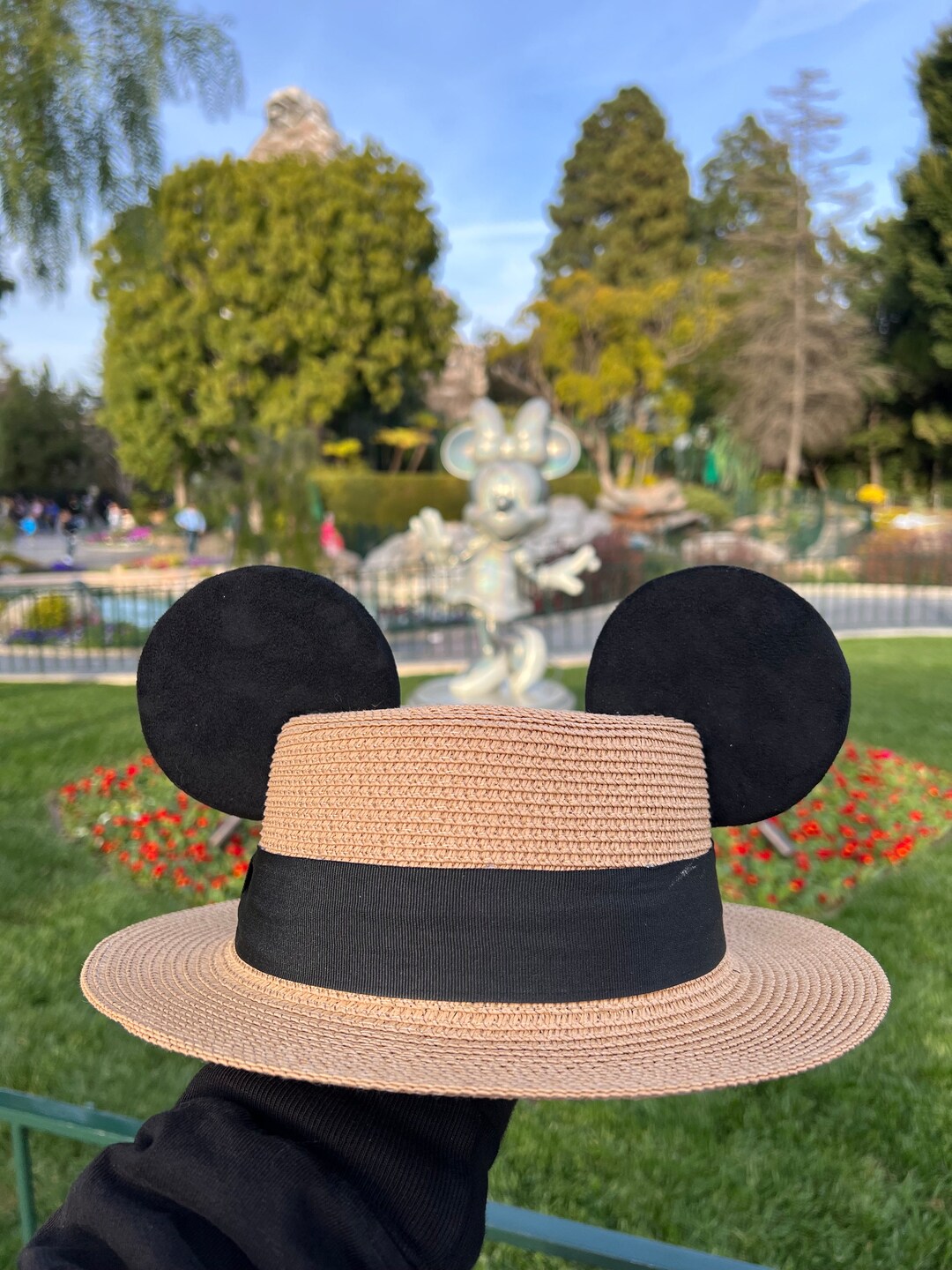 Straw Sun Hat With SEWN ON Sturdy Mouse Ears Inspired by Mickey - Etsy