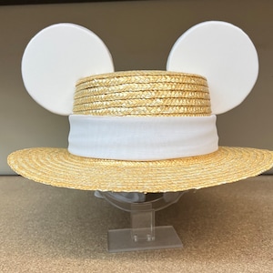 Disney Inspired Straw Fedora: Minnie Mouse Ears, Bridal Bachelorette ...