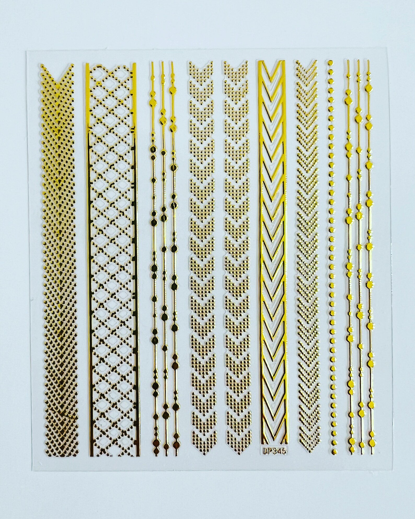 3D Gold Nail Stickers Chain/heart Decals Shiny Geometric Manicure Art ...