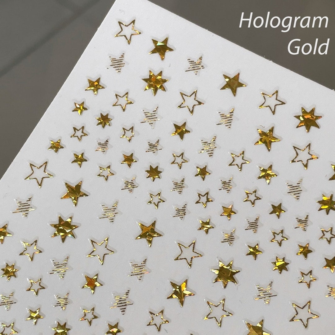 3D Nail Gold Hologram Stickers Little Star Decals Self-adhesive ...