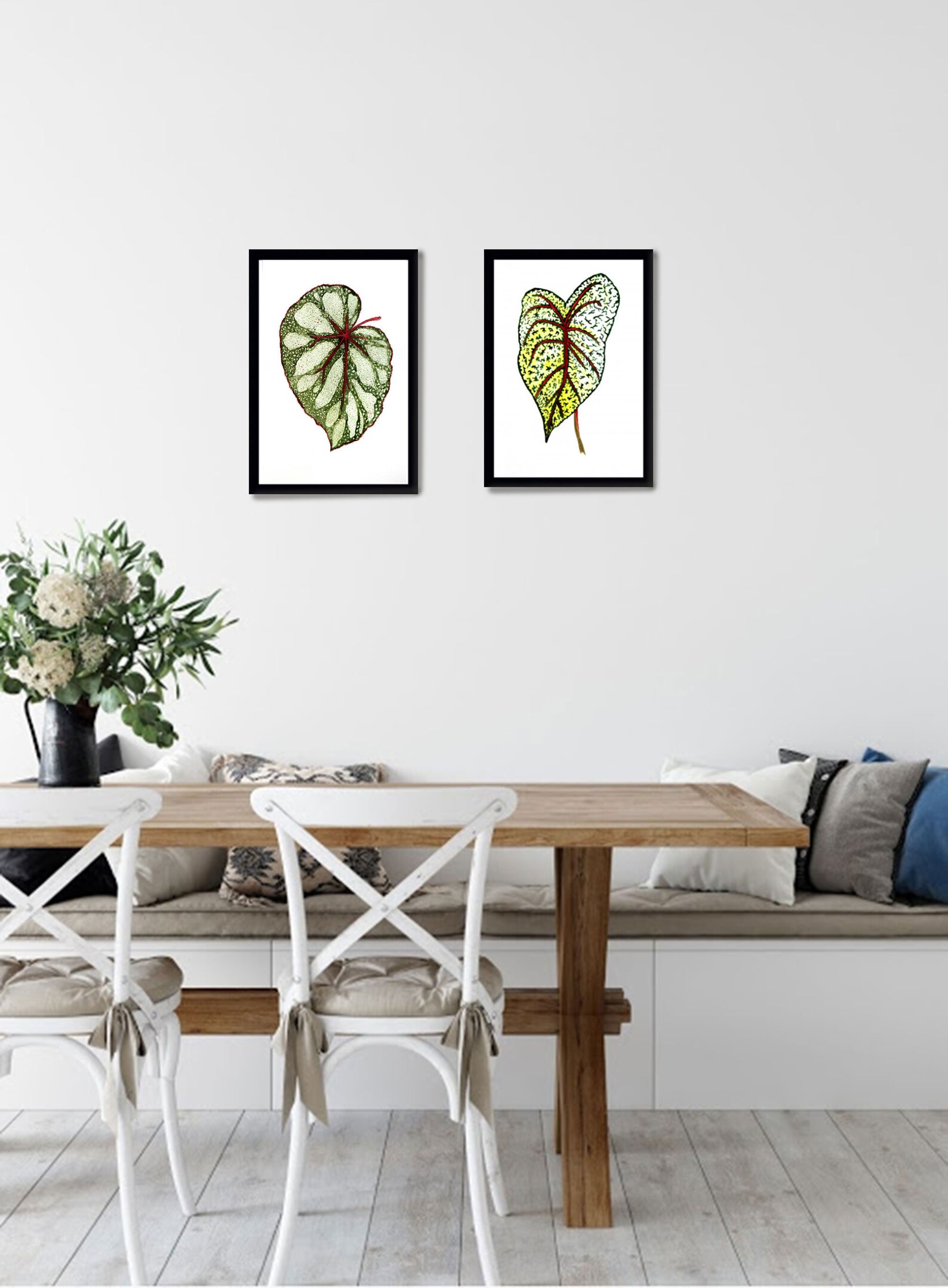 Leaf Painting Begonia Original Watercolor Art Botanical Illustration ...