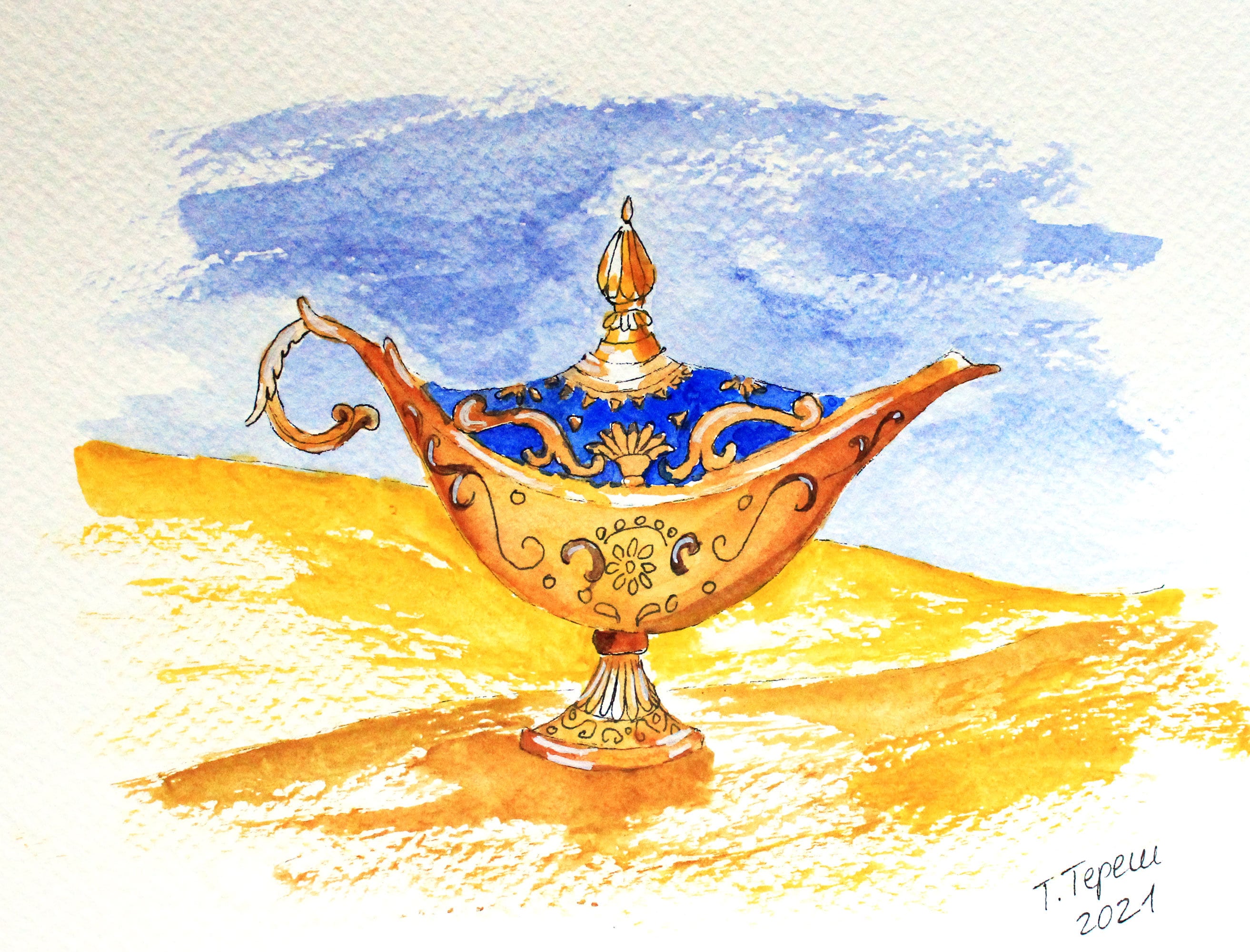 Aladdin Lamp Drawing 369 Aladdin And The Magic Lamp Stock Photos,