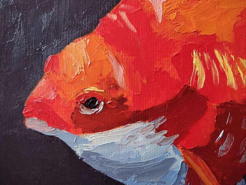 Fish Painting Animal Original Art Ocean Artwork Underwater Wall Art Oil ...