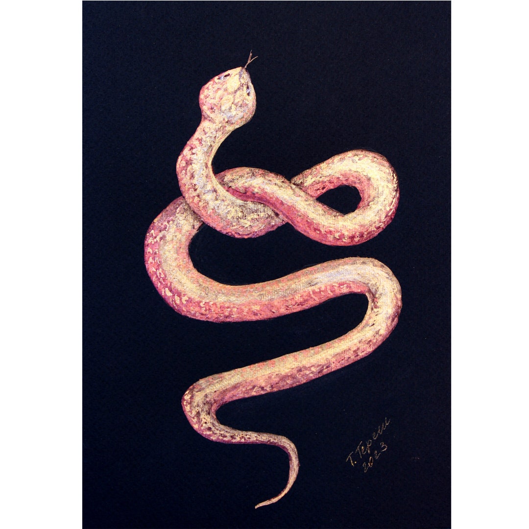 Snake Painting Reptiles Original Watercolor Art Animal Artwork Metallic ...