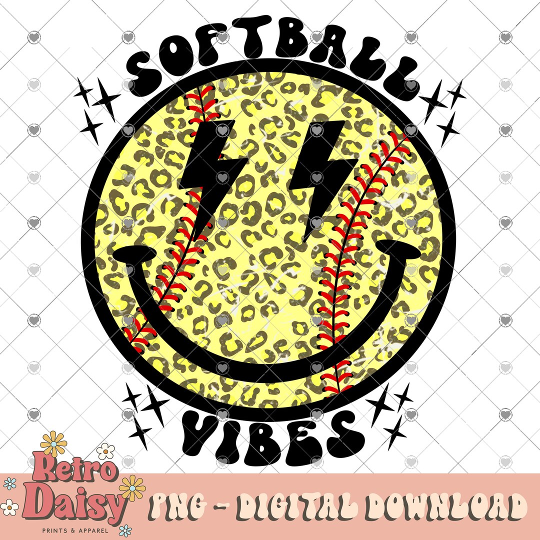 Softball Vibes PNG, Distressed, Leopard Print, Retro PNG, Softball ...