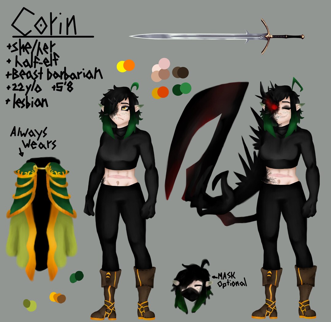 D&D or Fursona Shaded Reference Sheet - Etsy